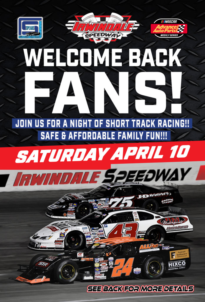 FANS RETURN ON SAT. APRIL 10TH – Irwindale Speedway
